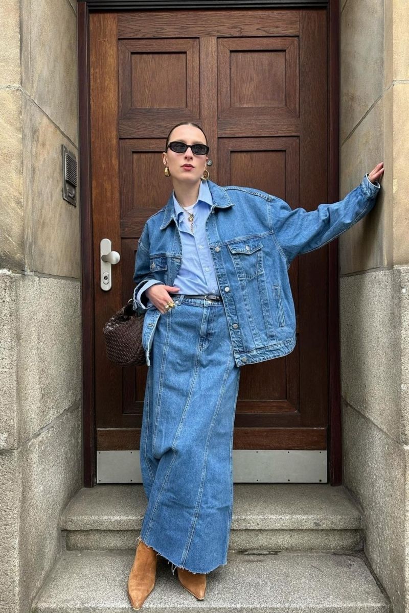 23 Denim Maxi Skirt Outfits Ideas From Smart To Casual And Edgy ...