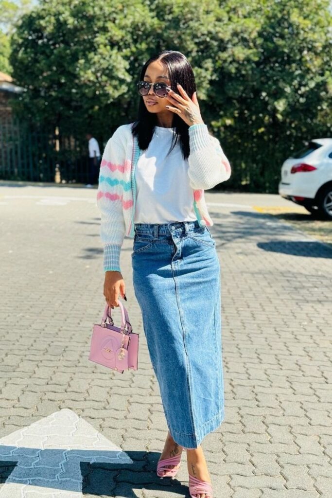 23 Denim Maxi Skirt Outfits Ideas From Smart To Casual And Edgy ...