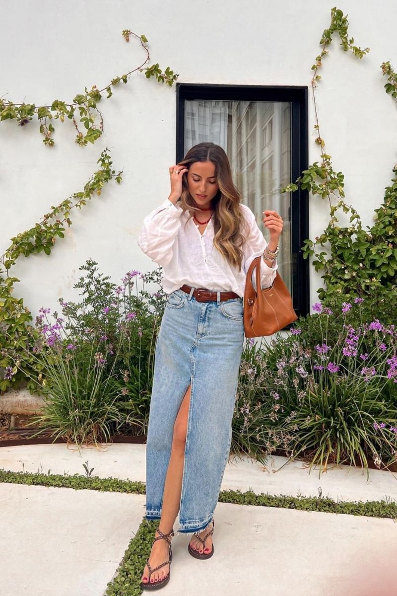 23 Denim Maxi Skirt Outfits Ideas From Smart To Casual And Edgy ...