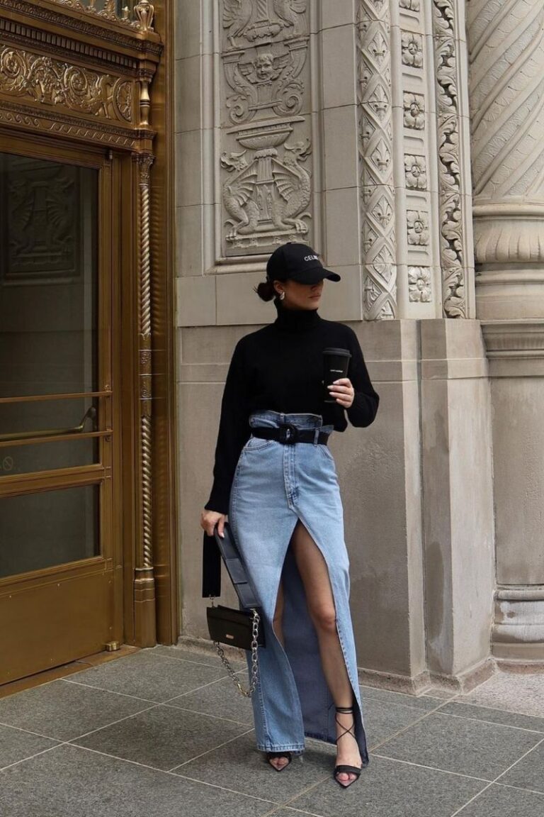 23 Denim Maxi Skirt Outfits Ideas From Smart To Casual And Edgy ...