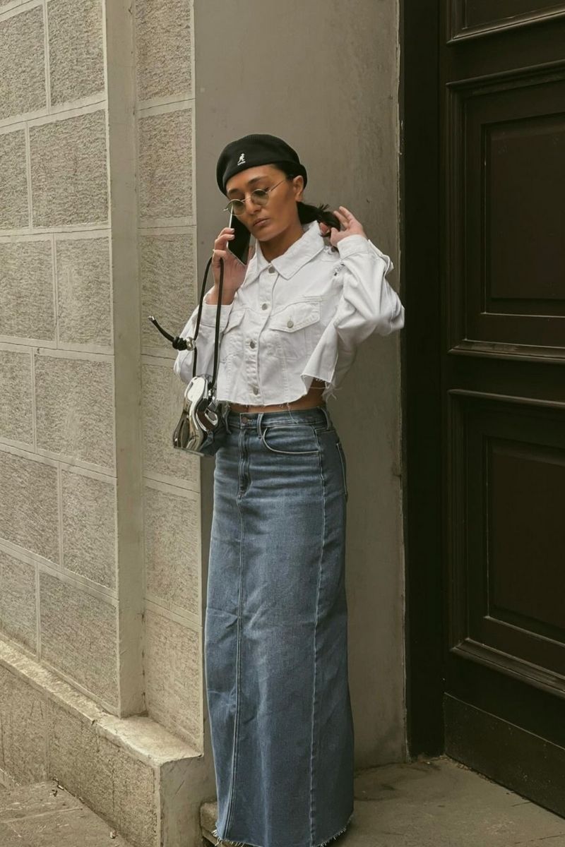 23 Denim Maxi Skirt Outfits Ideas From Smart To Casual And Edgy ...
