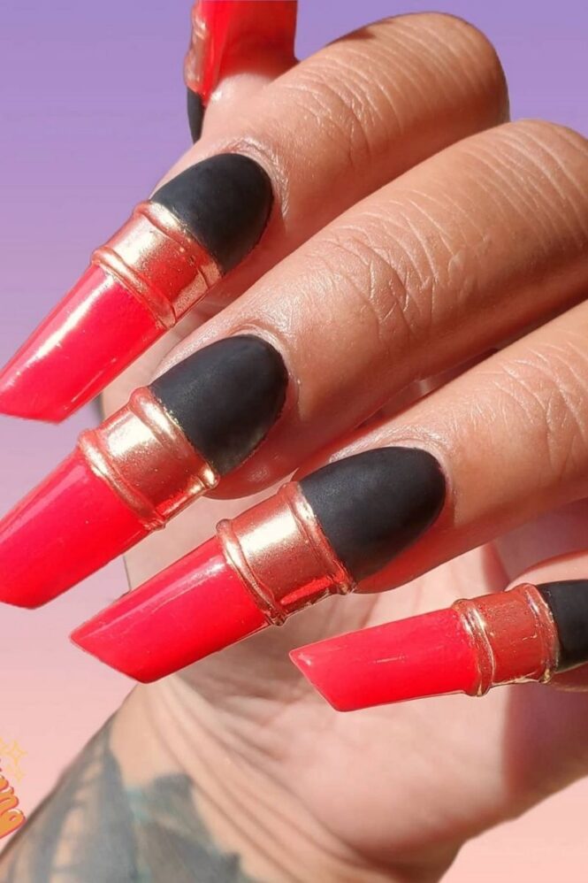 30 Lipstick Nail Idea Design To Inspire You Next Nail Appointment ...