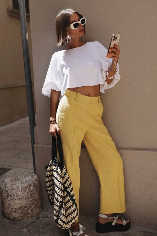 28 Fresh Yellow Pants Outfit Ideas That’ll Instantly Brighten Your ...