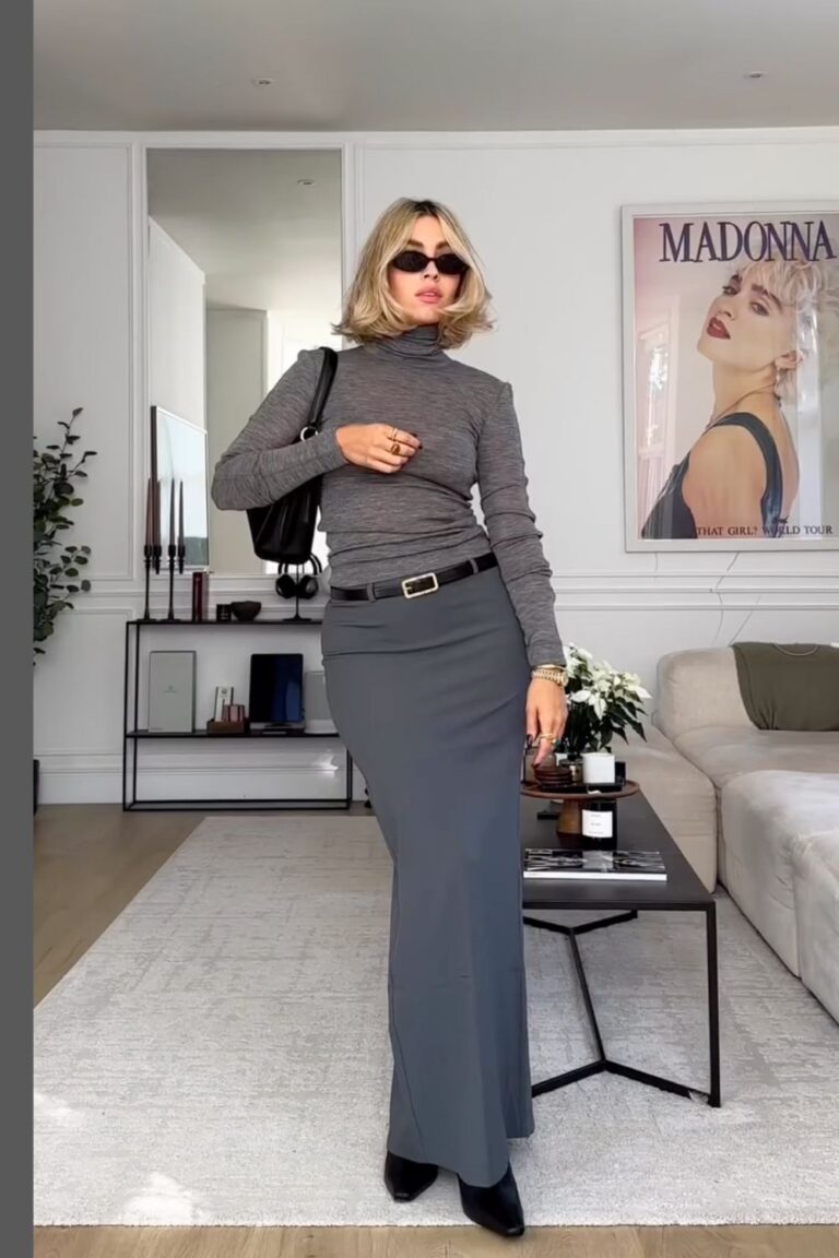 33 Chic Long Grey Skirt Outfit Ideas (And How to Style This Closet ...