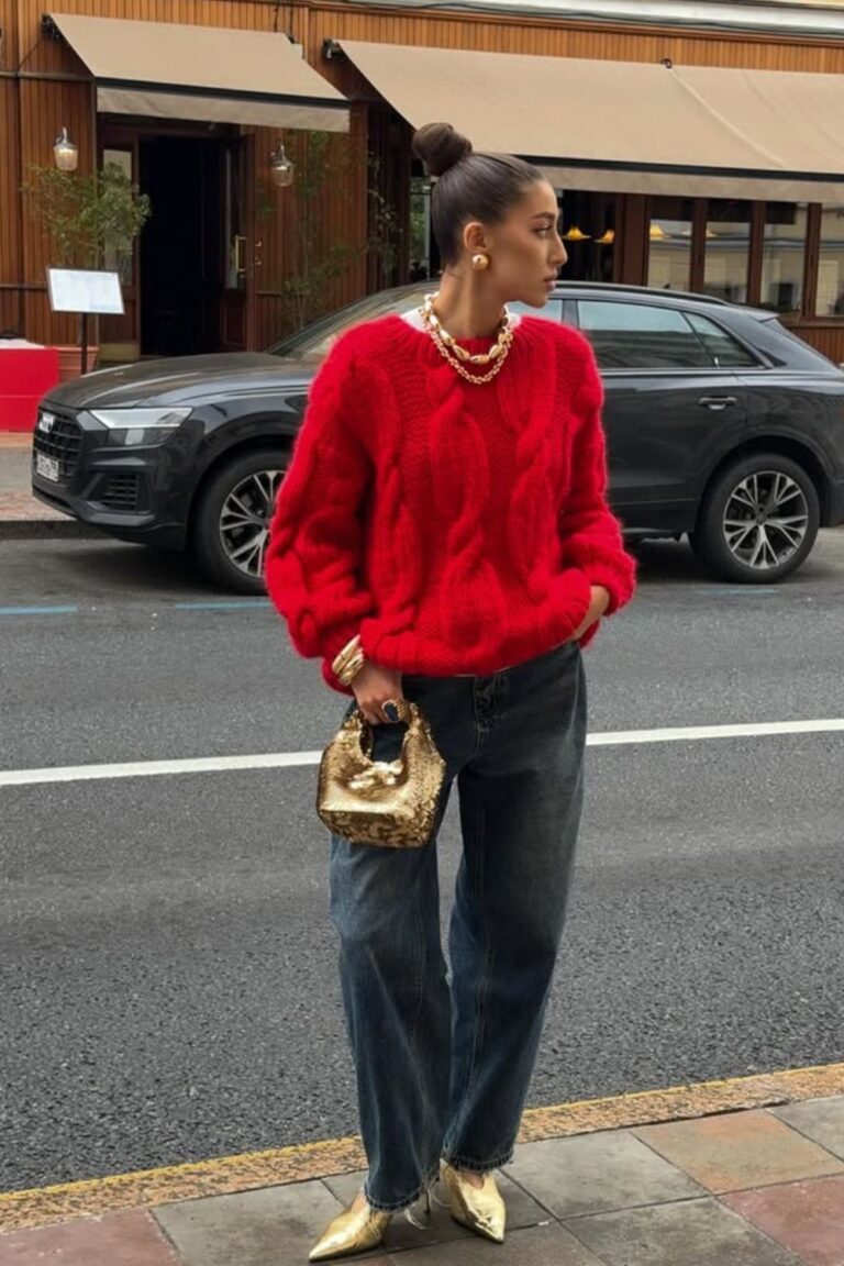31 Chic Red Sweater Outfit Ideas You’ll Want to Copy Immediately ...