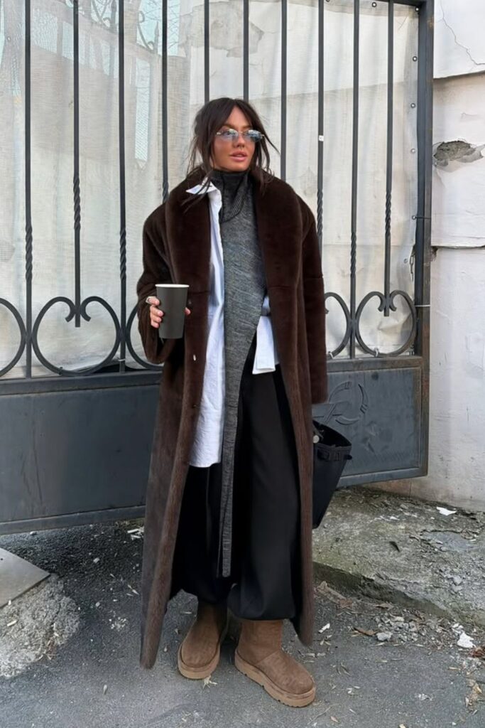 30 Effortless Brown Fur Coat Outfit Ideas You’ll Want to Copy This ...