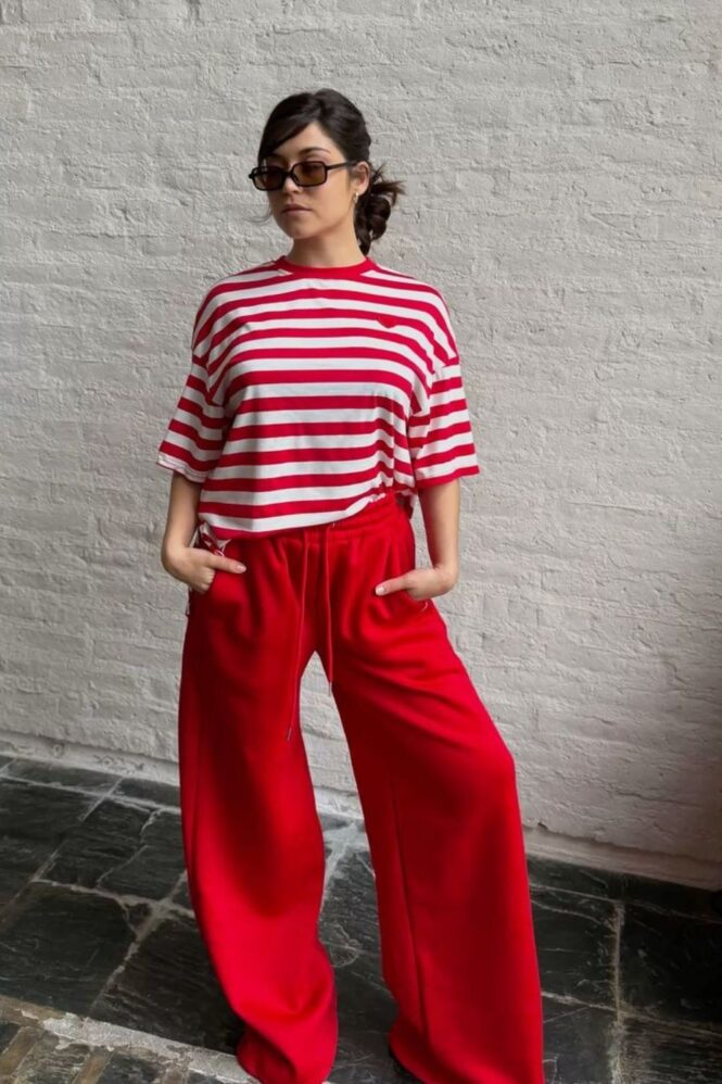 26 Red Sweatpants Outfit Ideas: How to Style Red Sweatpants Without ...